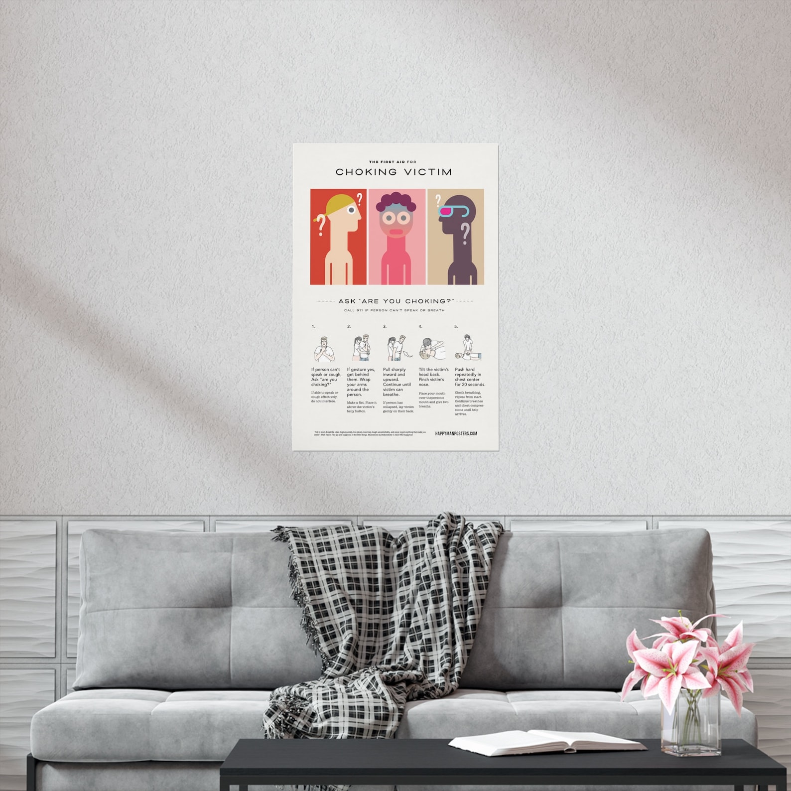 Choking Victim Poster, Modern, Choking Poster, Choking First Aid ...