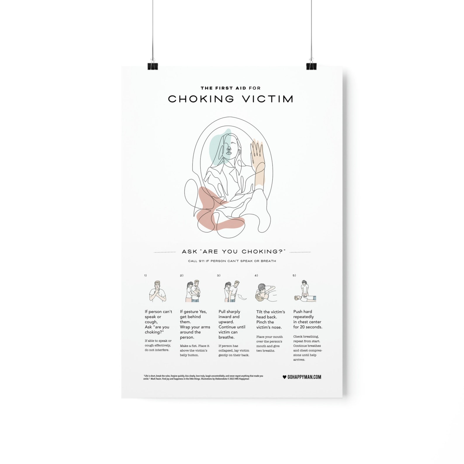 Choking Victim Poster, Modern, Choking Poster, Choking First Aid ...