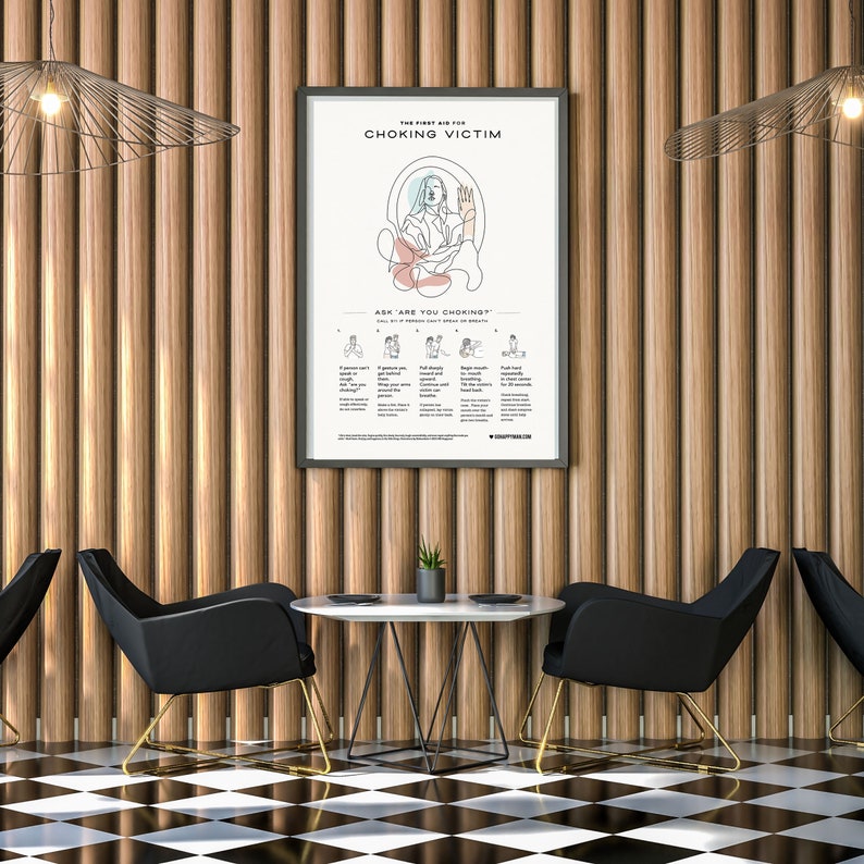 Choking Victim Poster, Modern, Choking Poster, Choking First Aid ...