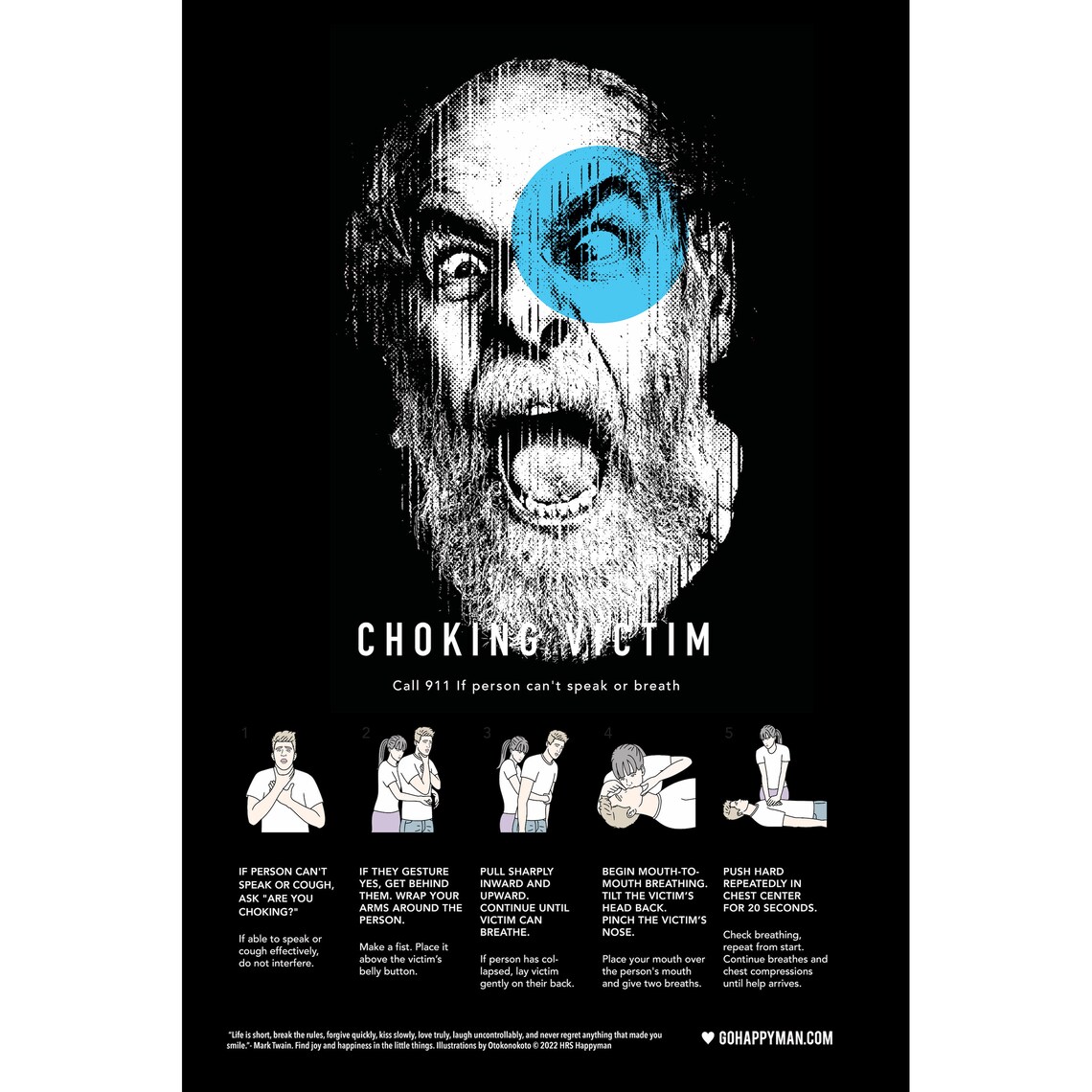 Choking Victim Poster, Dive-bar, Choking Poster, Choking First Aid ...