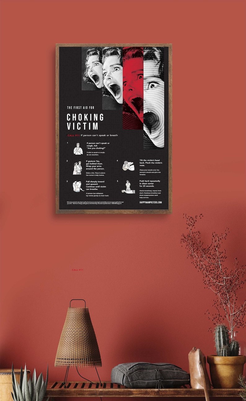 Choking Victim Poster, Modern, Choking Poster, Choking First Aid ...