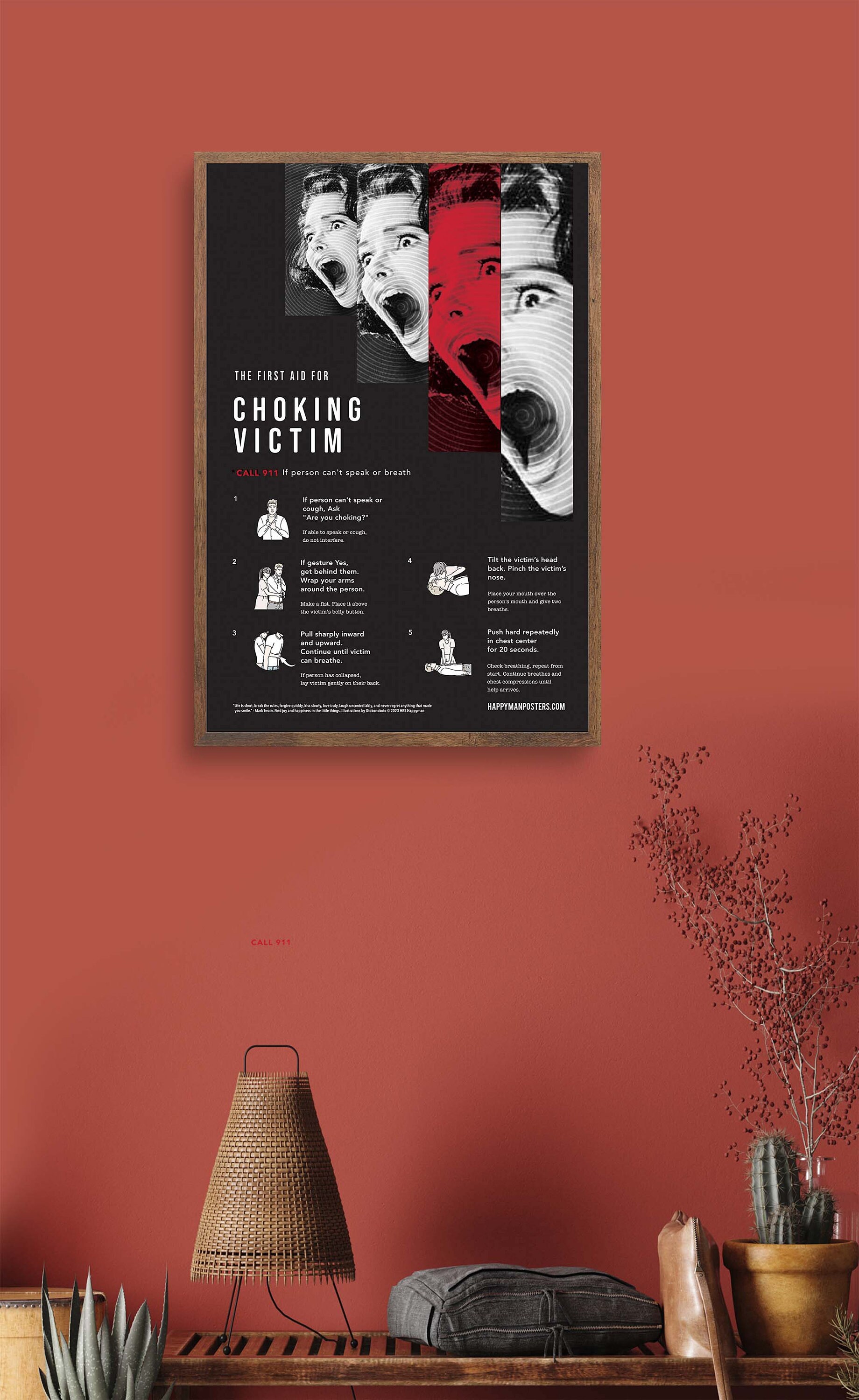 Choking Victim Poster, Modern, Choking Poster, Choking First Aid ...