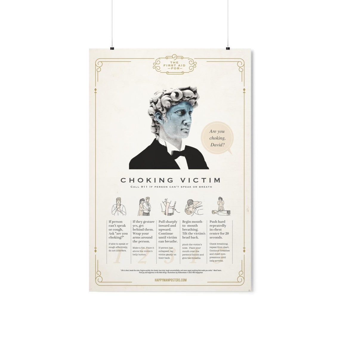 Choking Victim Poster, Choking Poster, CPR Sign, Restaurant Poster ...