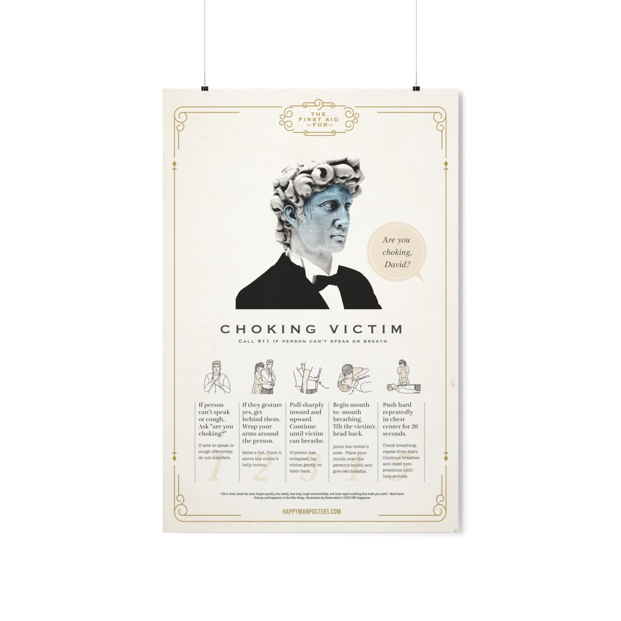 Choking Victim Poster, Choking Poster, CPR Sign, Restaurant Poster ...