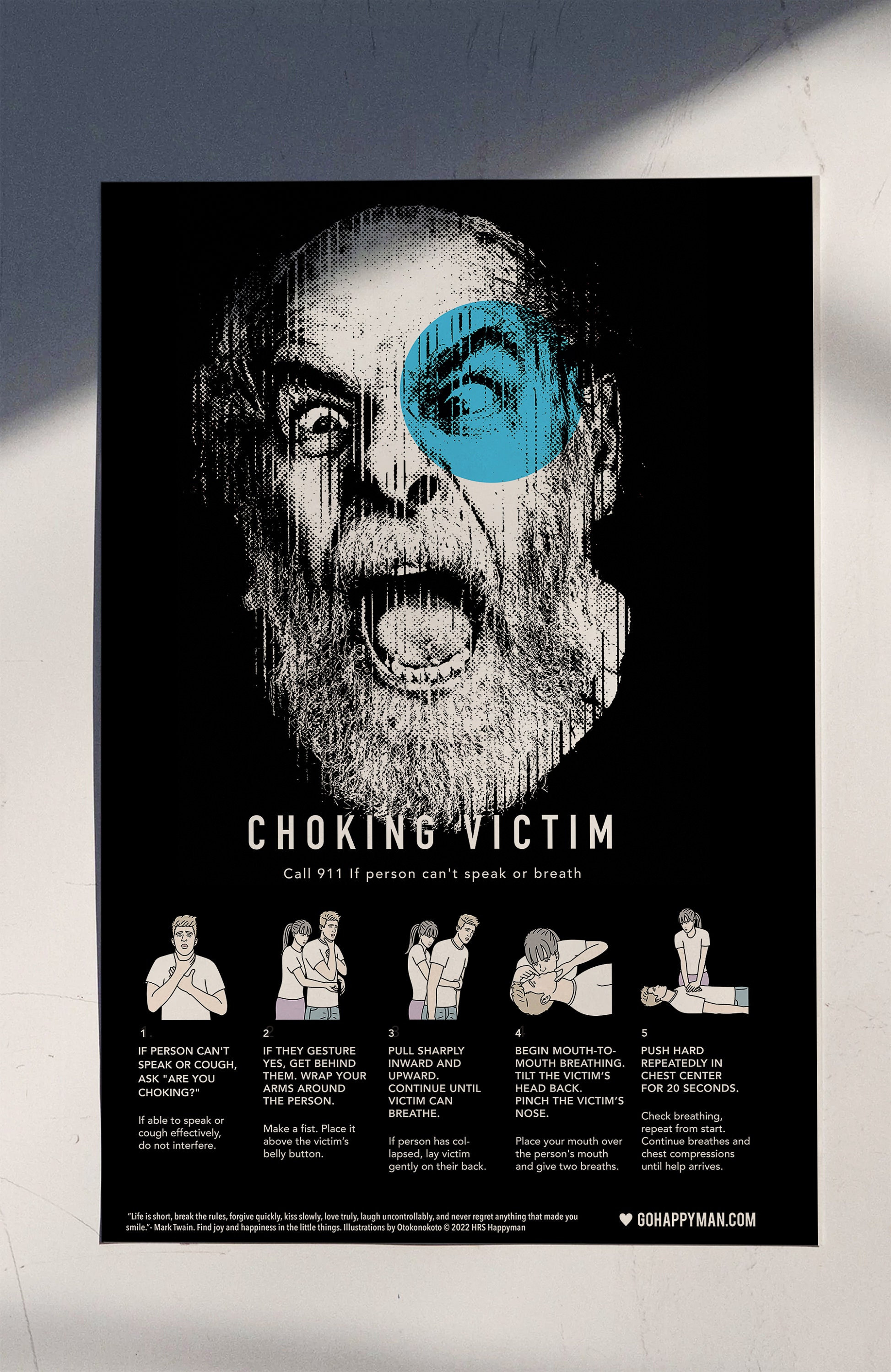 Choking Victim Poster, Dive-bar, Choking Poster, Choking First Aid ...