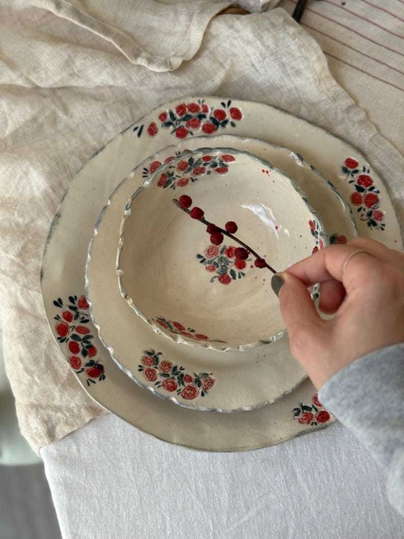 Rose handgemachte Keramiktasse Wabisabi rustikale Handwerkertasse von ...