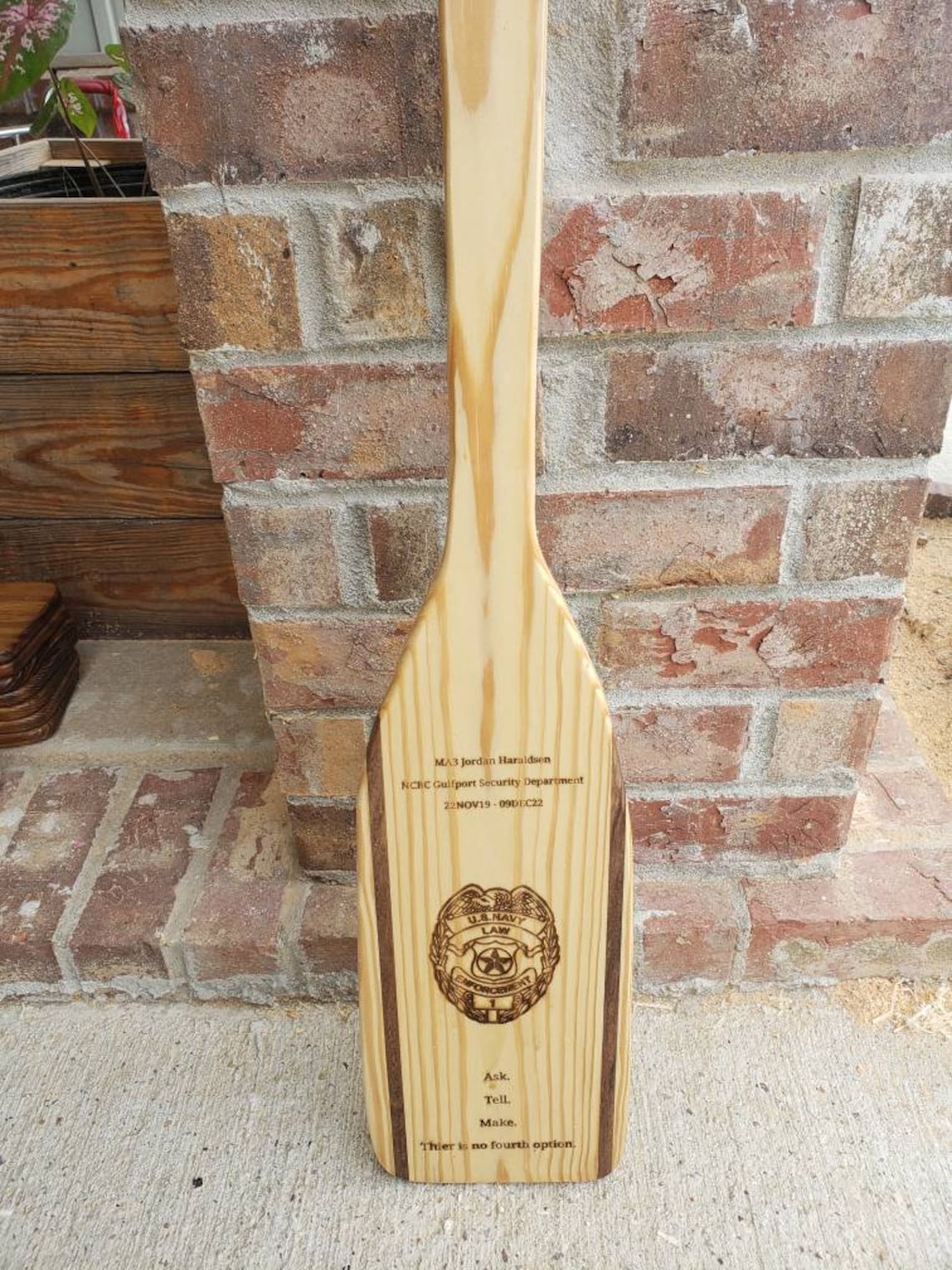 Custom Engraved Military Paddle, Hail and Farewell, Award Decorative ...