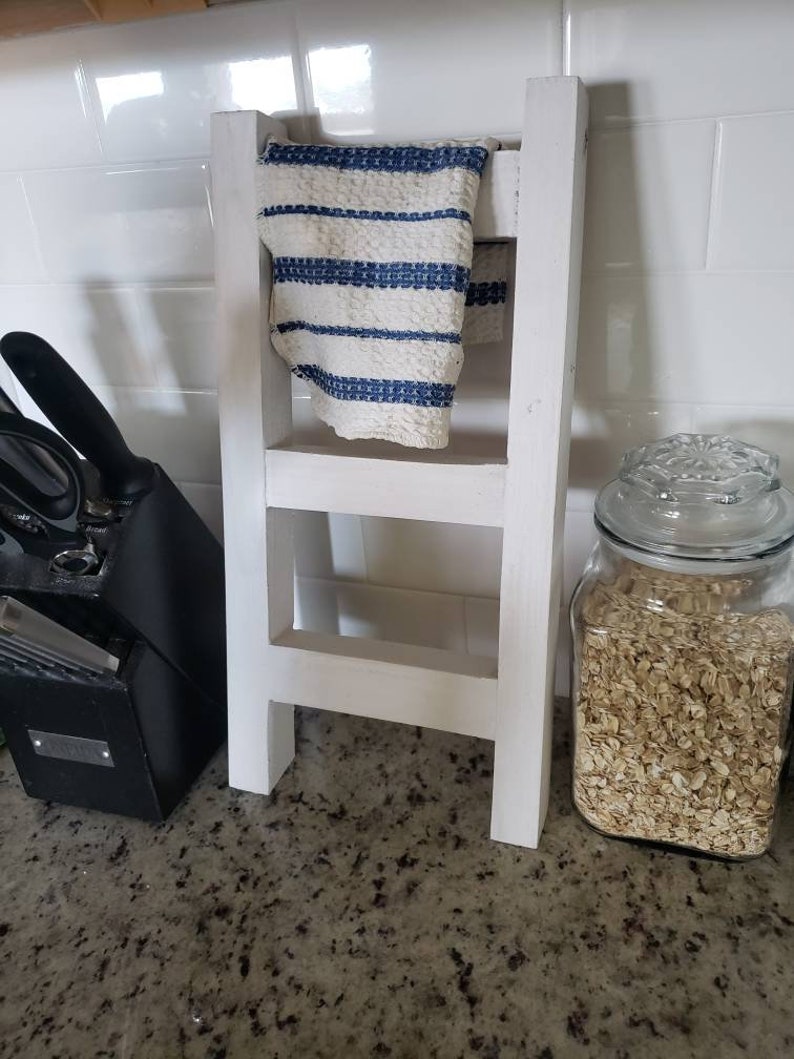 Wooden Mini Farmhouse Hand Towel Ladder, Tiered Tray Ladder, Mini ...