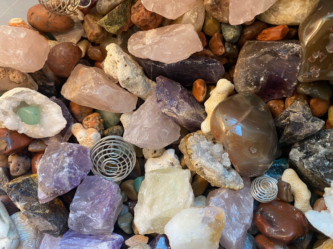Crystal Confetti Scoop - Raw Crystal, Shell, and Crystal Cage Pendant ...