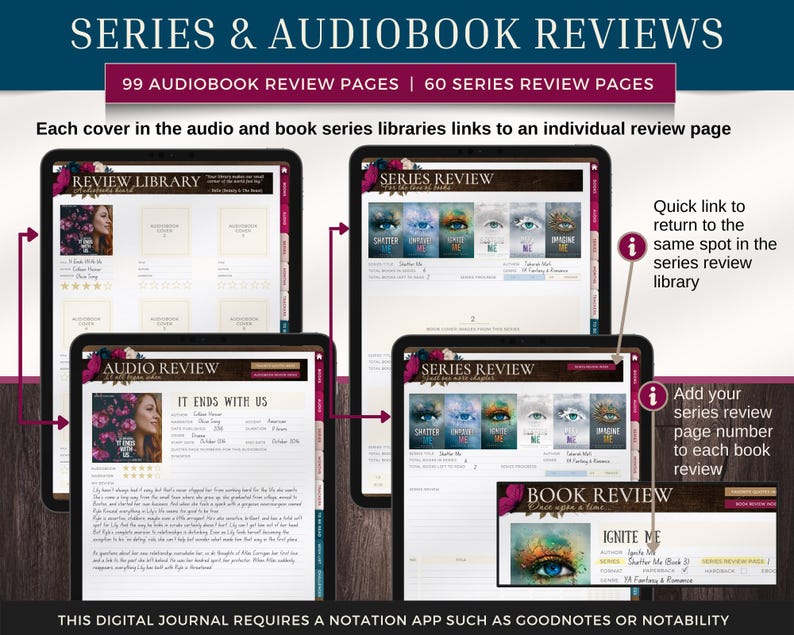 Digital Reading Journal | Digital Reading Planner | Reading Log ...