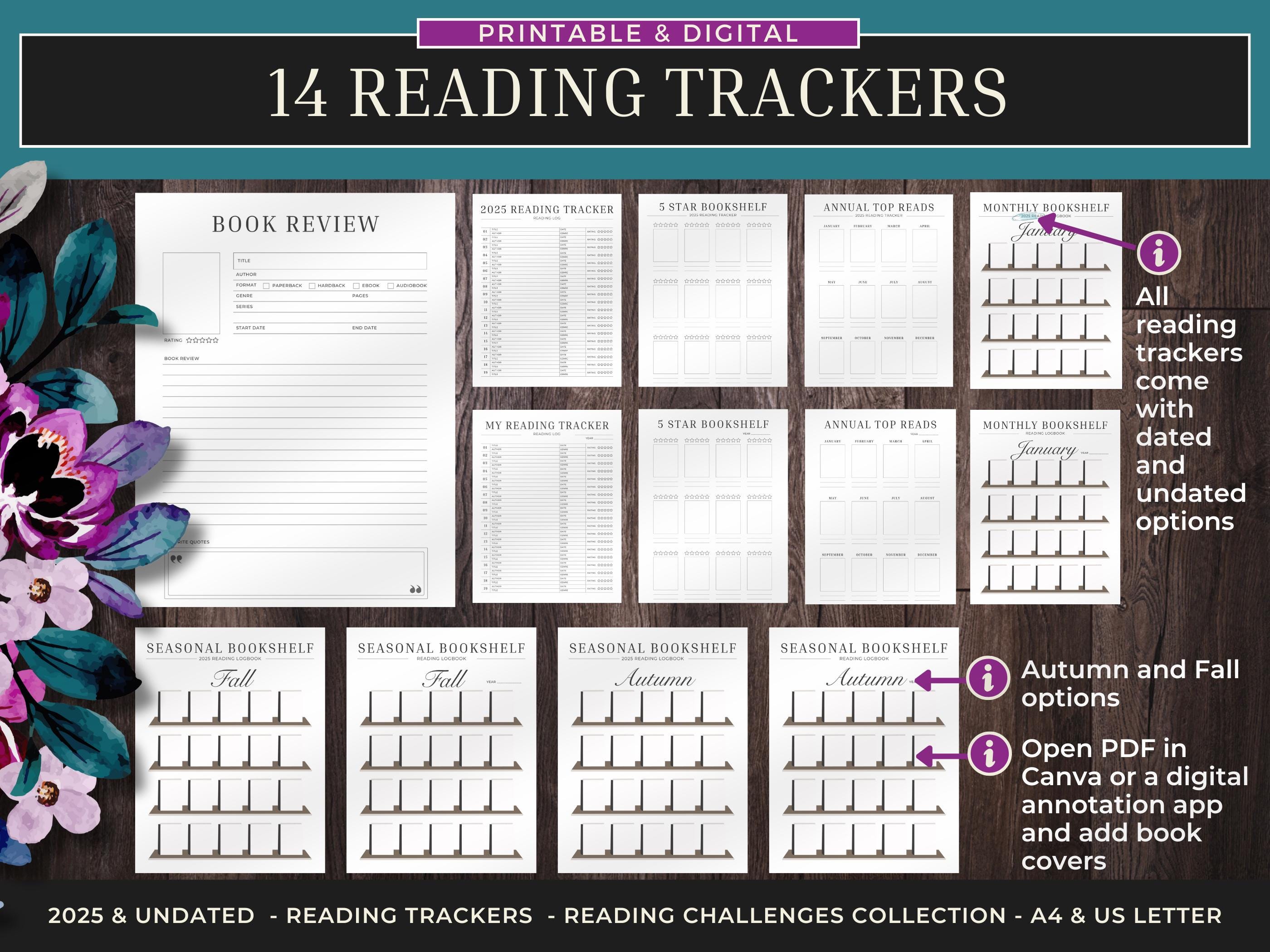 Printable Reading Tracker, Reading Logbook, Digital Reading Tracker ...