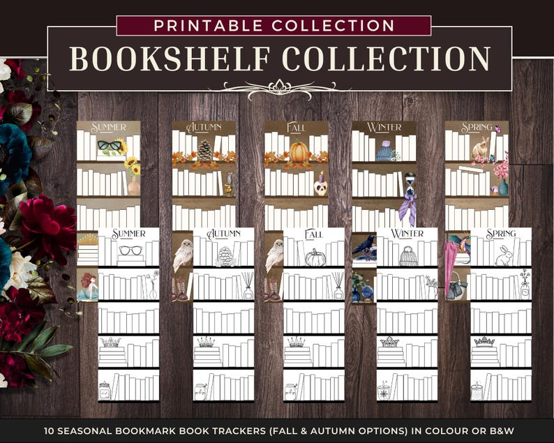 Printable Bookshelf Reading Tracker & Printable Bookmarks - Etsy