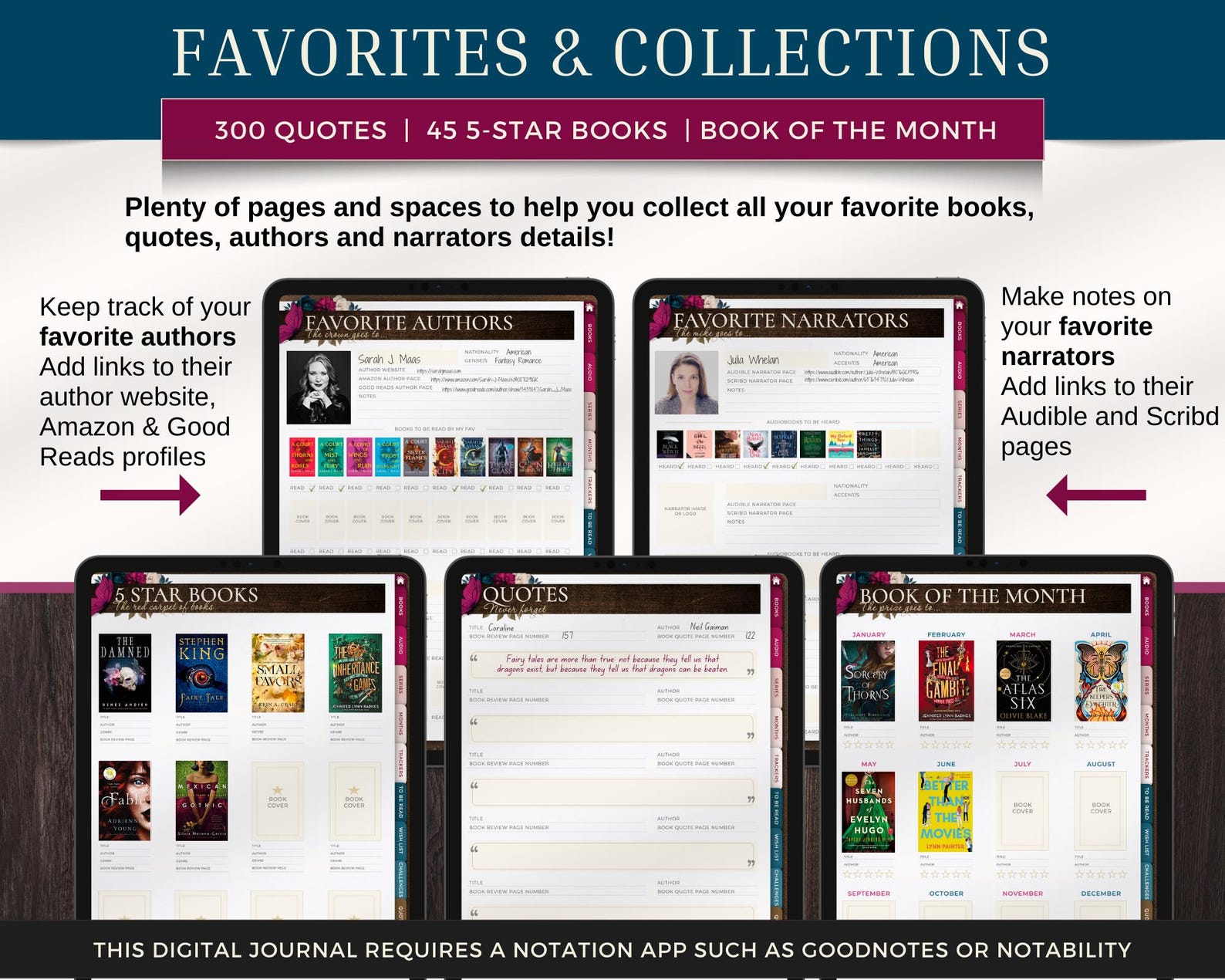 Digital Reading Journal | Digital Reading Planner | Reading Log ...