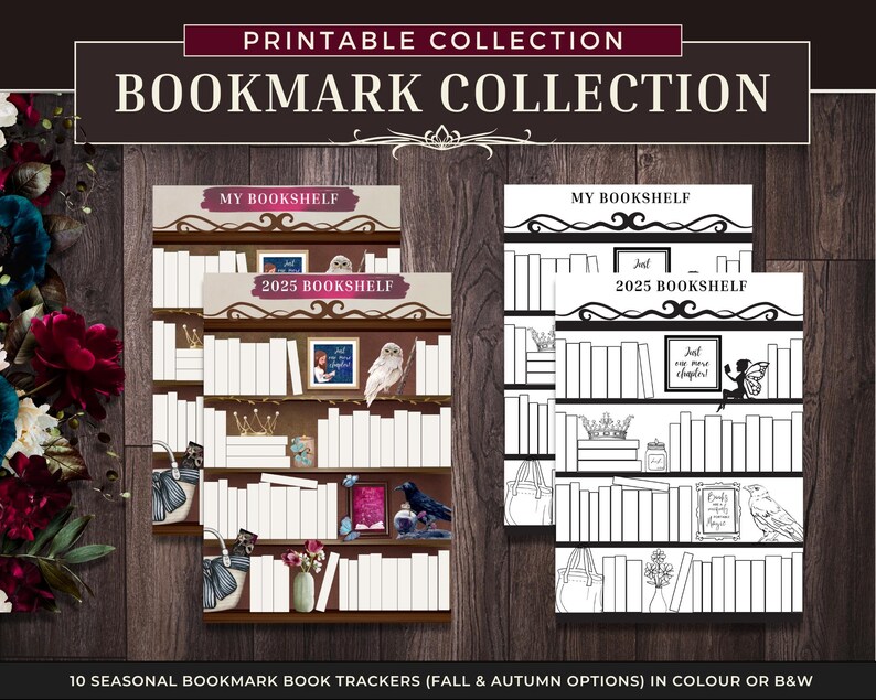 Printable Bookshelf Reading Tracker & Printable Bookmarks - Etsy