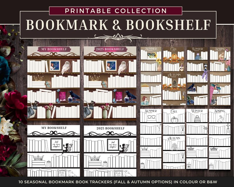 Printable Bookshelf Reading Tracker & Printable Bookmarks - Etsy