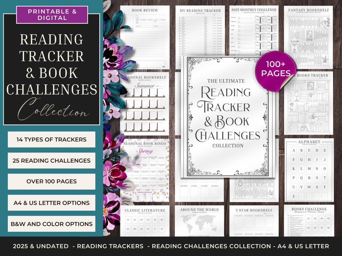 Printable Reading Tracker, Reading Logbook, Digital Reading Tracker ...
