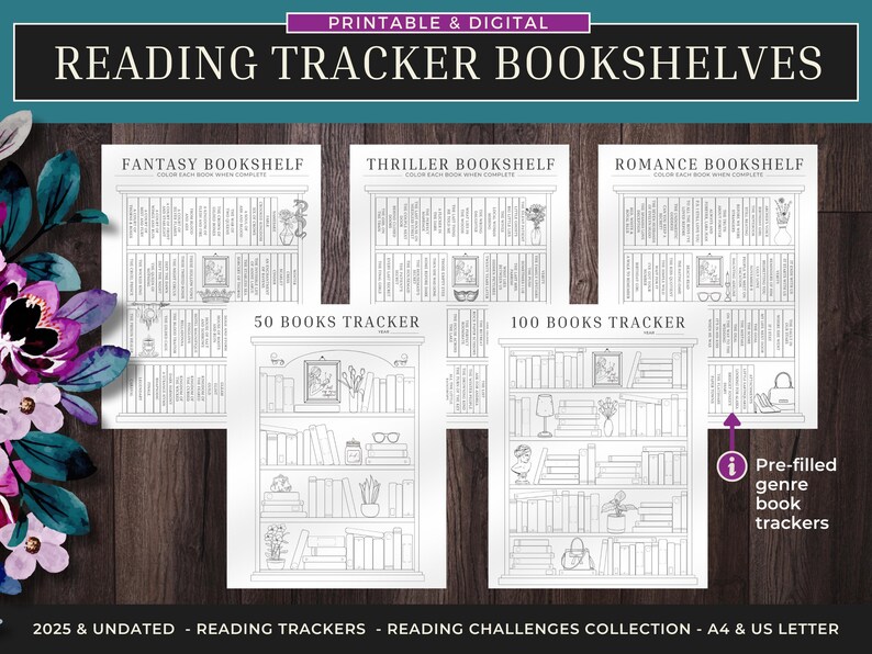 Printable Reading Tracker, Reading Logbook, Digital Reading Tracker ...