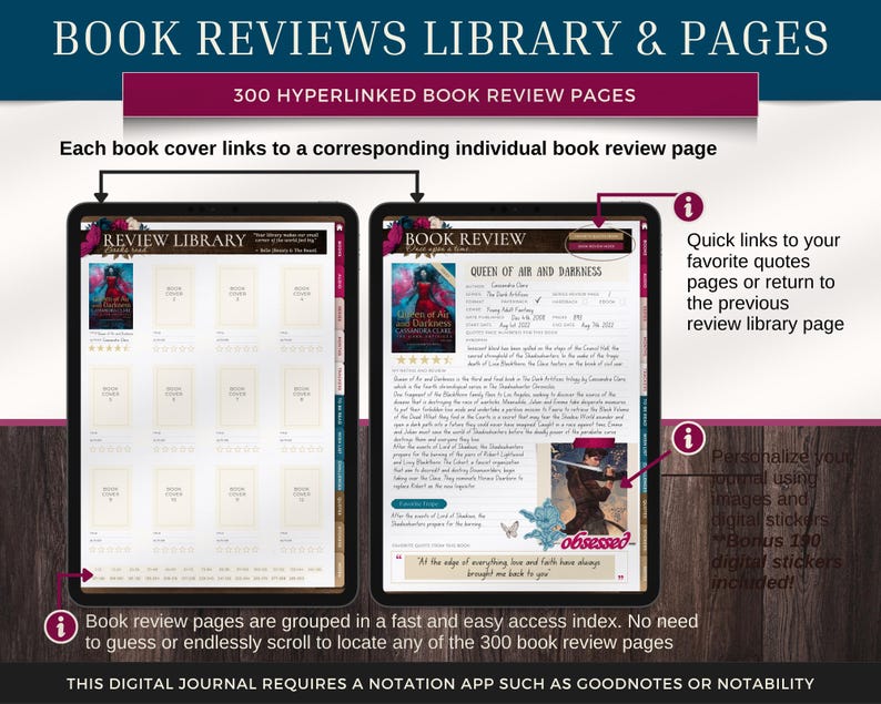 Digital Reading Journal | Digital Reading Planner | Reading Log ...