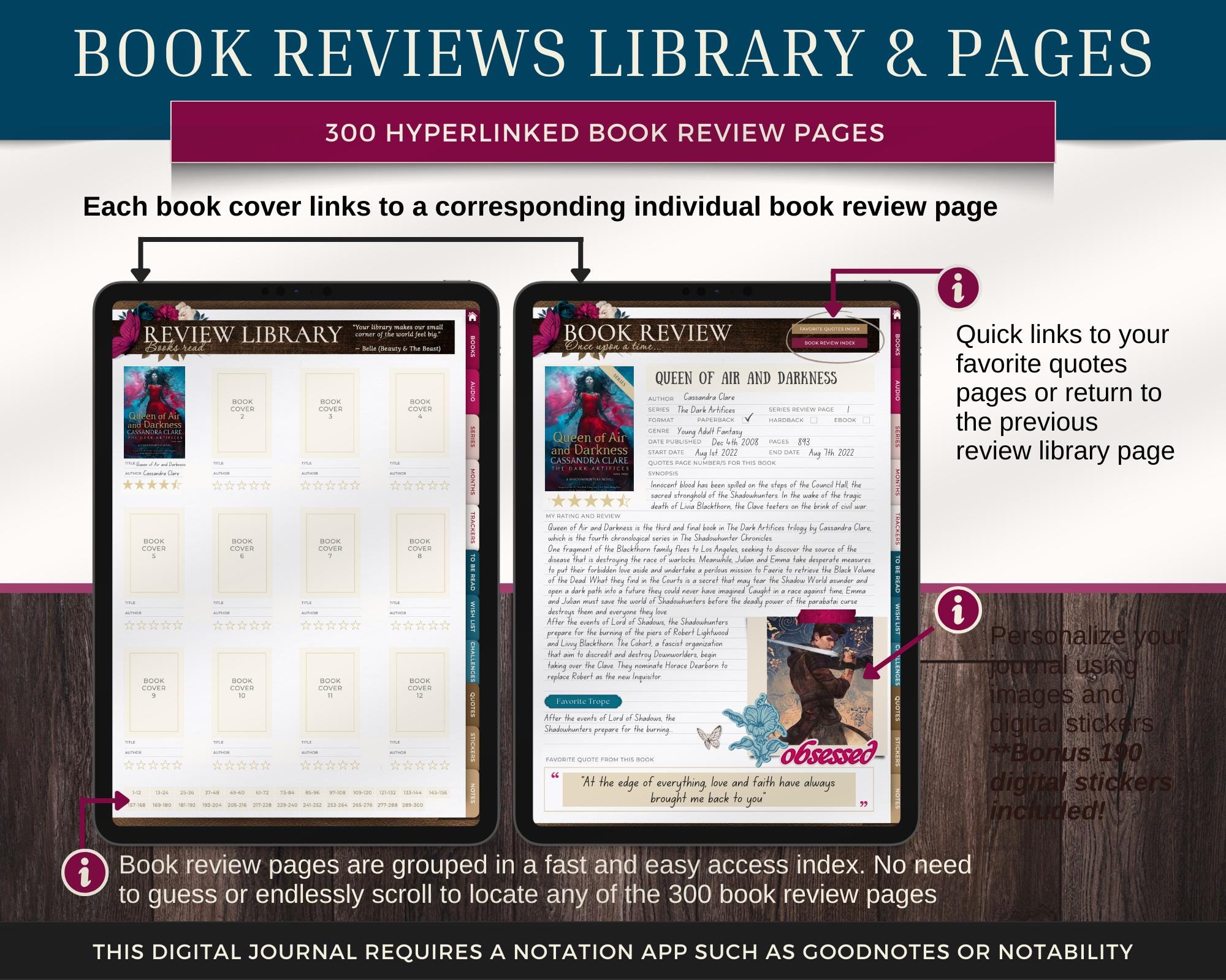 Digital Reading Journal | Digital Reading Planner | Reading Log ...