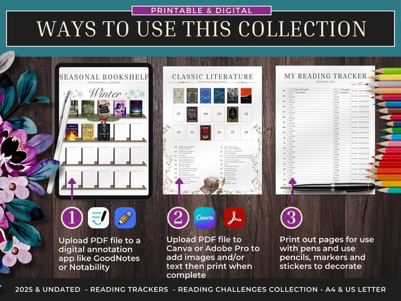 Printable Reading Tracker, Reading Logbook, Digital Reading Tracker ...