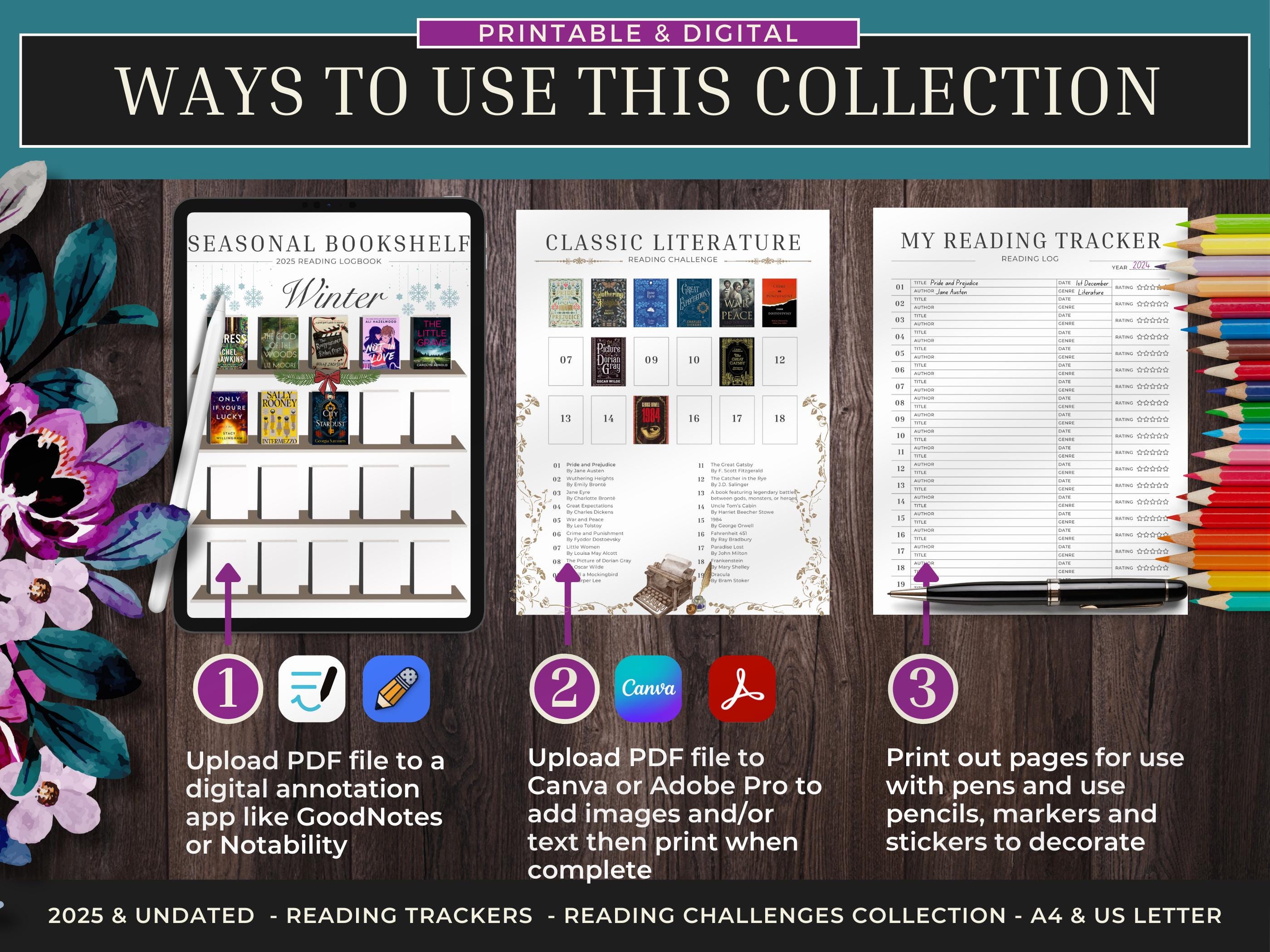 Printable Reading Tracker, Reading Logbook, Digital Reading Tracker ...