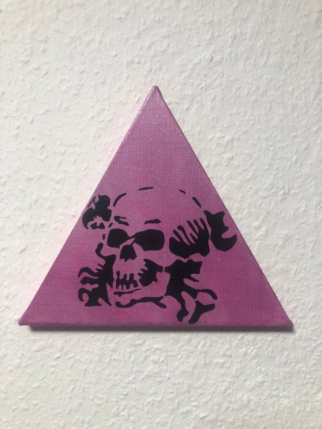 Acrylic Art on Canvas Triangle With Skull Artwork - Etsy