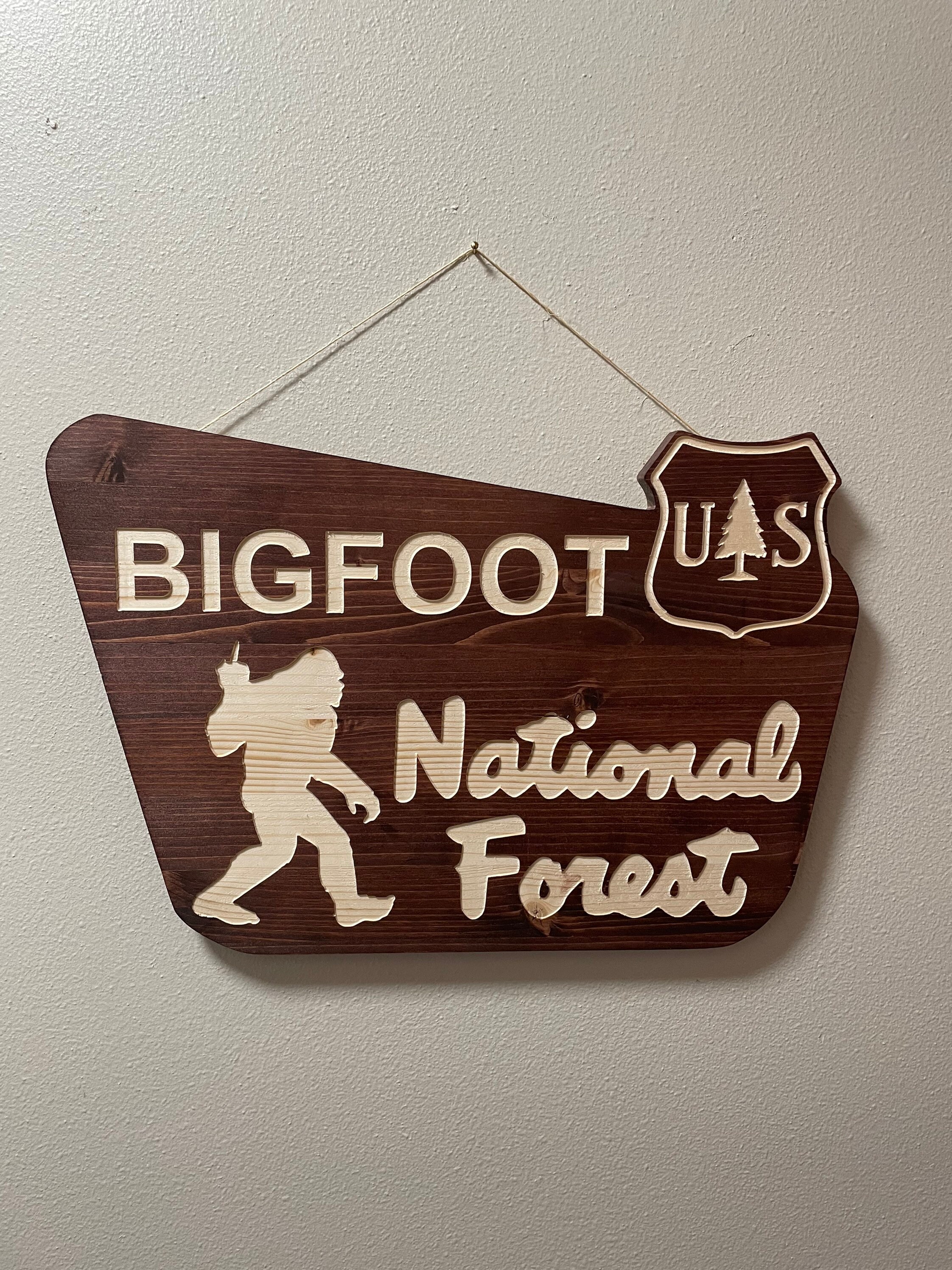 Bigfoot National Forest Sign, Sasquatch Carved Wood Sign, Cabin Decor ...
