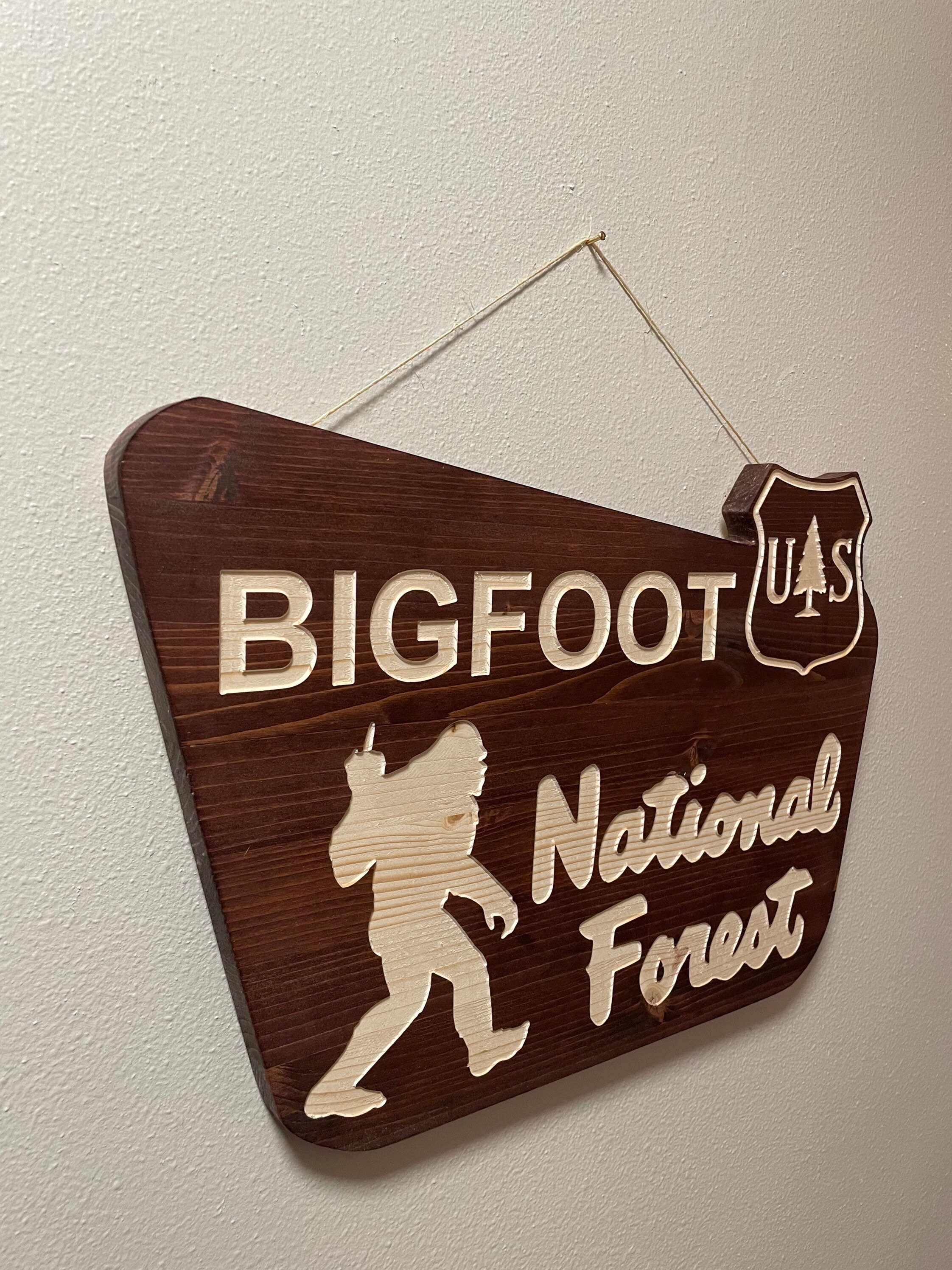Bigfoot National Forest Sign, Sasquatch Carved Wood Sign, Cabin Decor ...