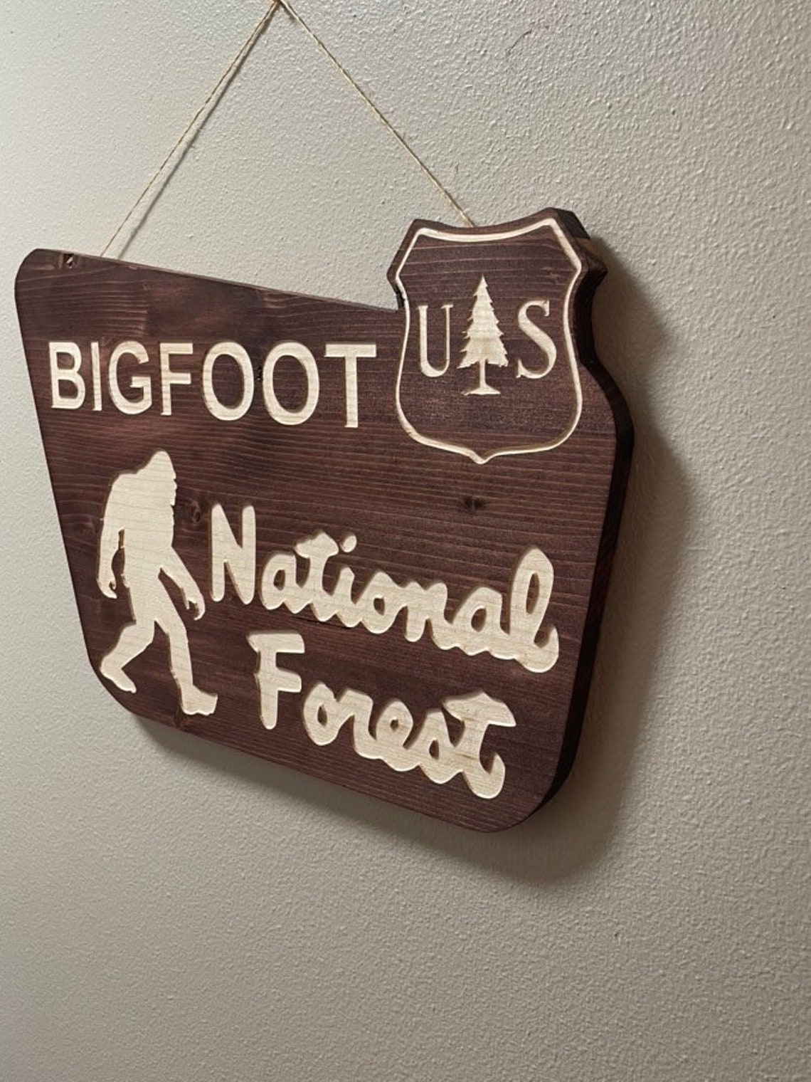 Bigfoot National Forest Sign, Carved Wood Sign, Cabin Decor National ...