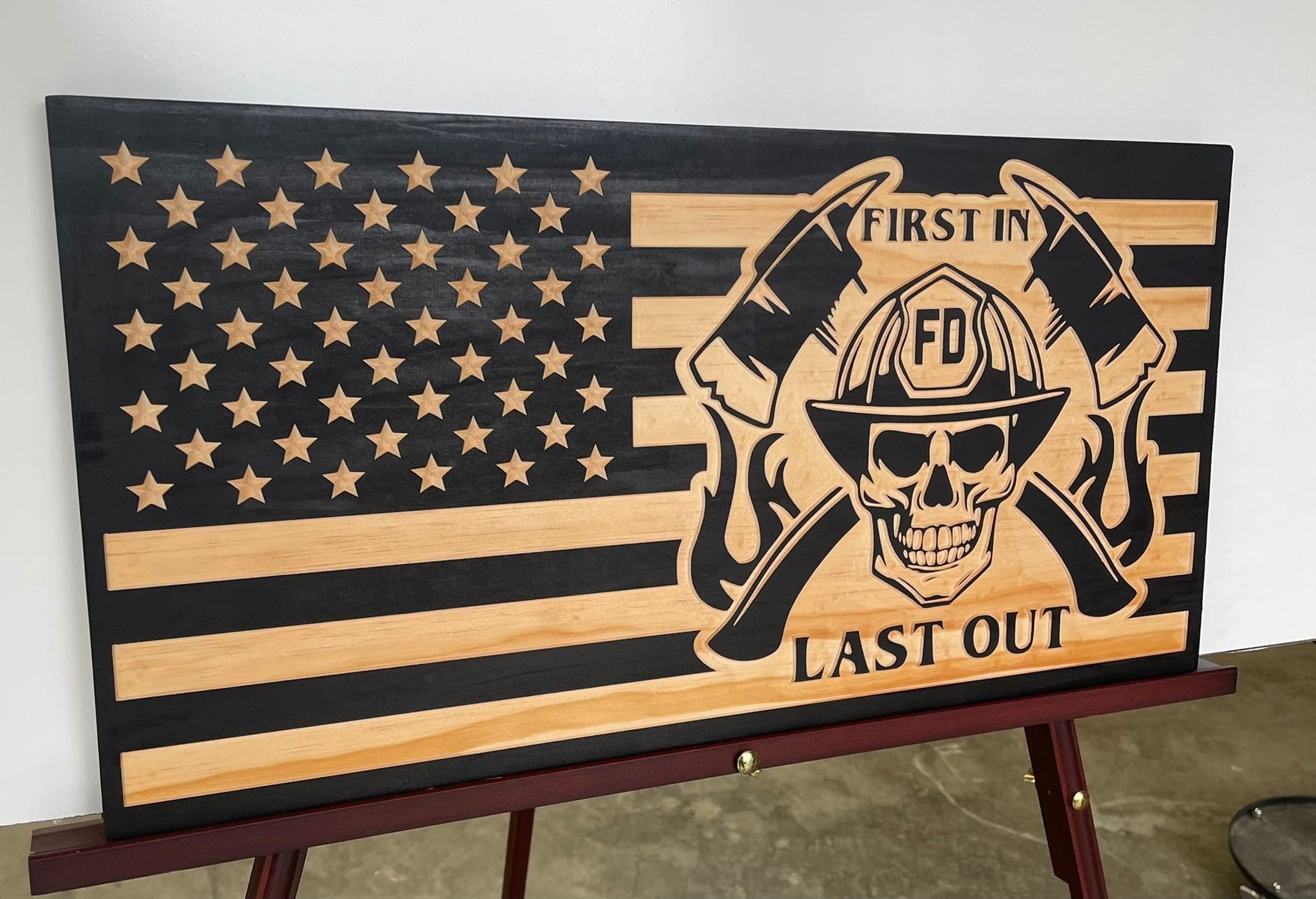 Firefighter American Flag Wood Sign Gift for Fireman - Etsy
