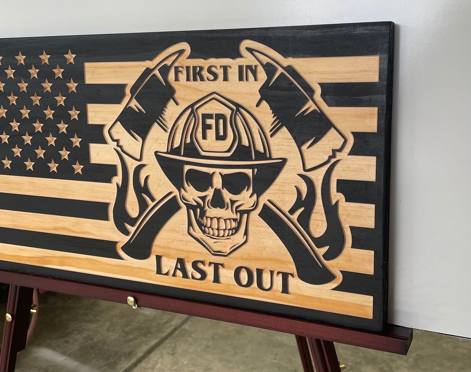 Firefighter American Flag Wood Sign Gift for Fireman - Etsy