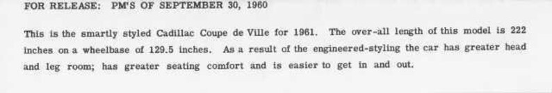 1961 Cadillac Coupe Deville Press Photo and Release 0004 - Etsy
