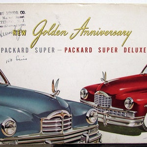 1949 Packard Super Deluxe Dealer Color Sales Brochure Folder Golden ...