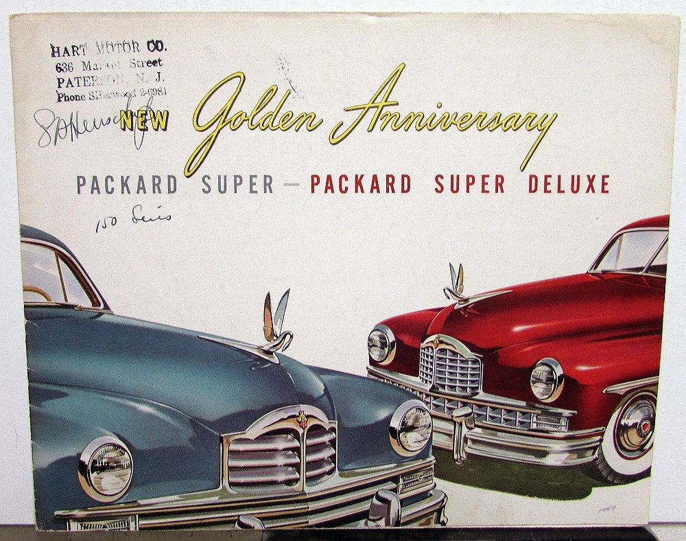 1949 Packard Super Deluxe Dealer Color Sales Brochure Folder Golden ...