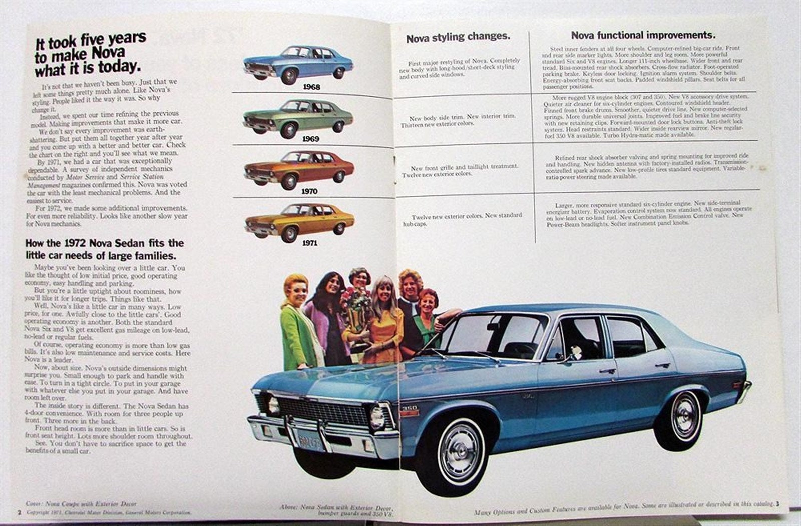 1972 Chevrolet Nova Coupe Sedan SS Rally Nova Sales Brochure Color ...