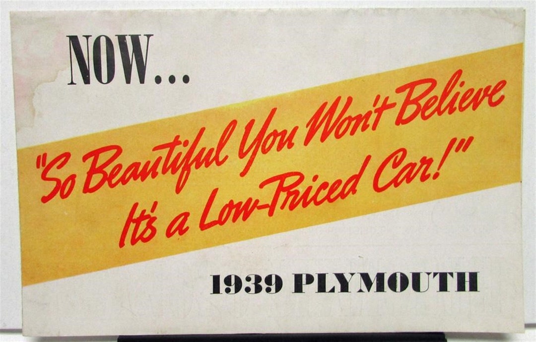 1939 Plymouth Dealer Color Sales Brochure Folder De Luxe & Roadking ...