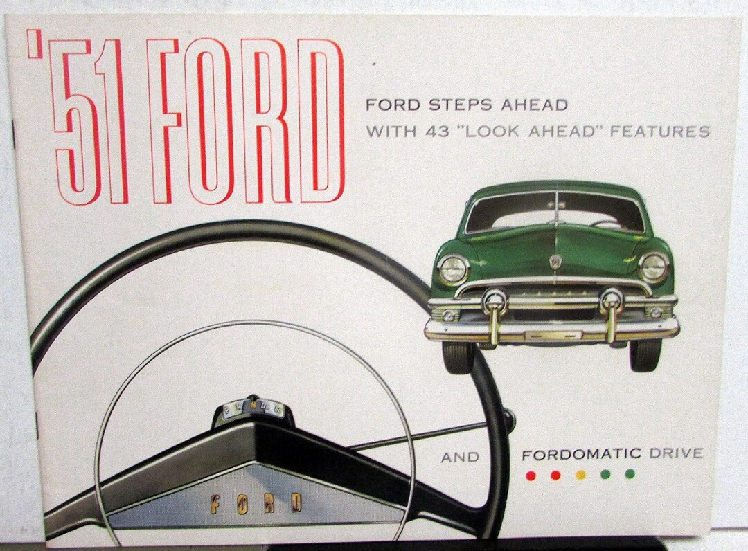 1951 Ford Steps Ahead With 43 Features Sales Brochure Fordomatic Drive ...