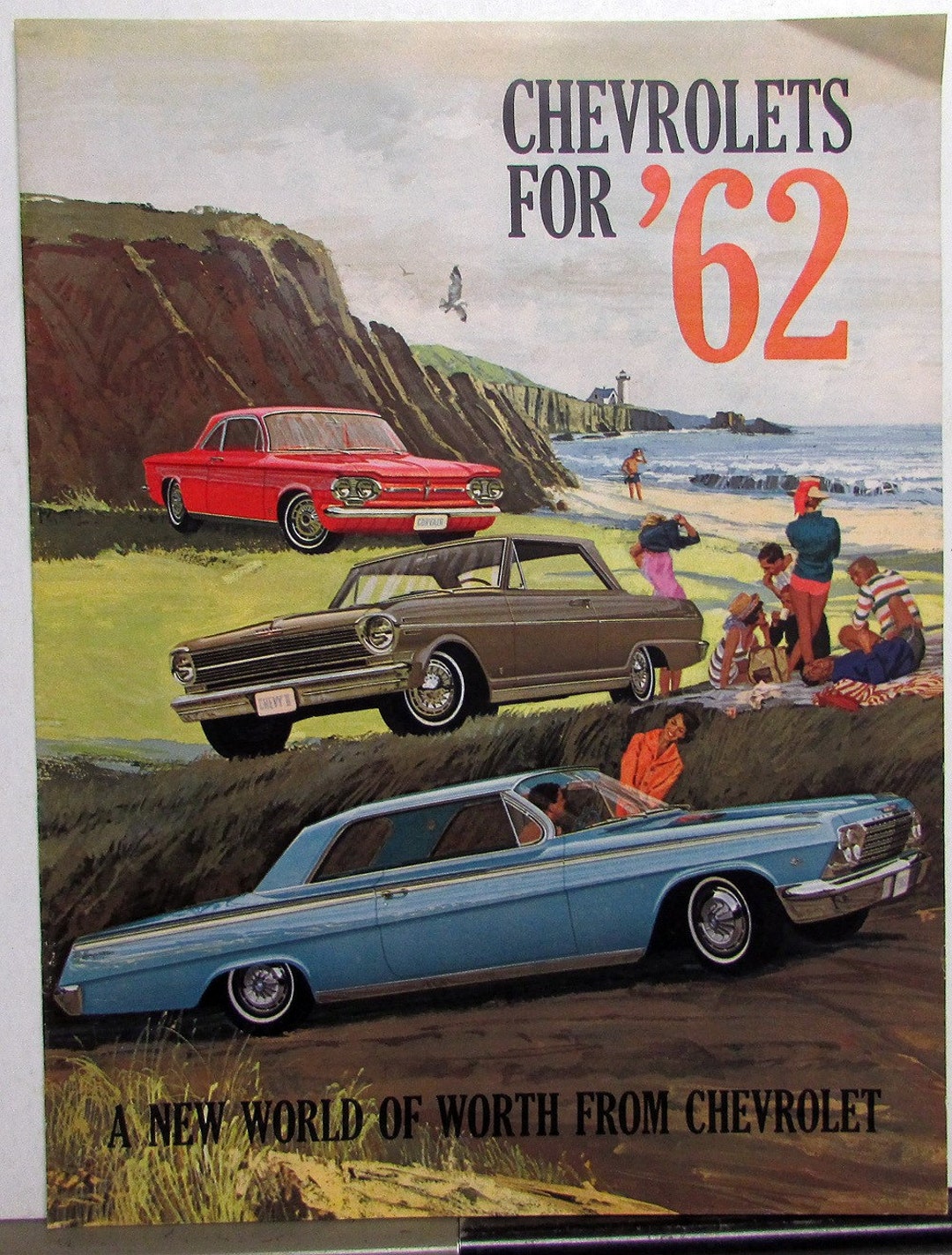 1962 Chevrolet Large Brochure Impala Belair Biscayne Chevy II Nova ...