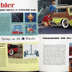 1956 AMC Rambler Cross Country Wagon 4 Door Sedan Sales Brochure XL ...