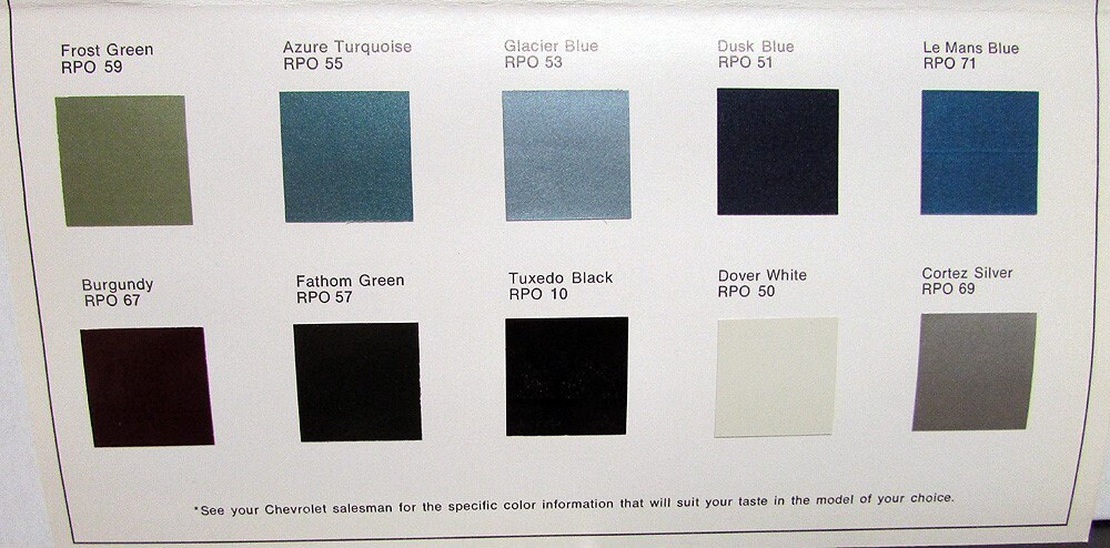 1969 Chevrolet Color Paint Chip Sales Folder Camaro Chevelle - Etsy