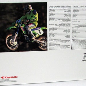 1992 Kawasaki KDX 250 & 200 Motorcycle Sales Brochure KDX250-D2 KDX200 ...