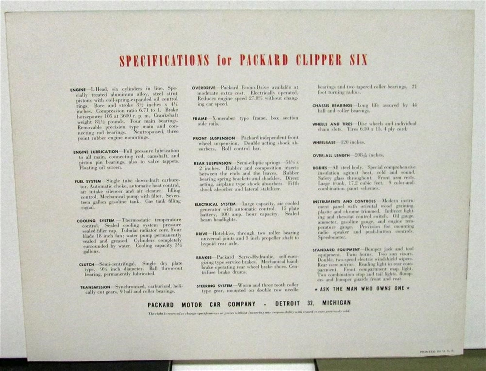 1946 Packard Clipper Six Color Sales Brochure Folder Original - Etsy