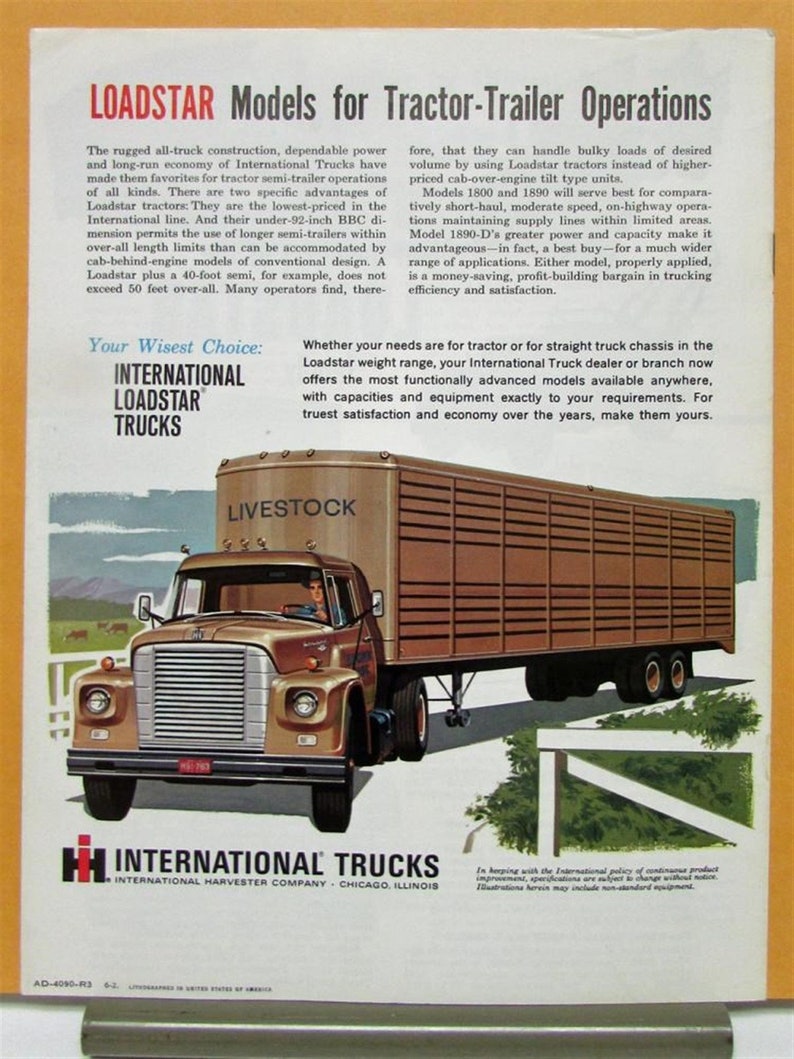 1962 International Harvester Loadstar Model 1800 1890 Sales Brochure - Etsy
