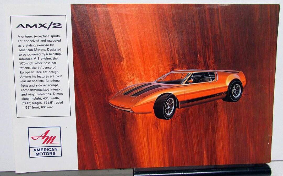 1970 AMC AMX 2 Concept Car Spec Sheet - Etsy