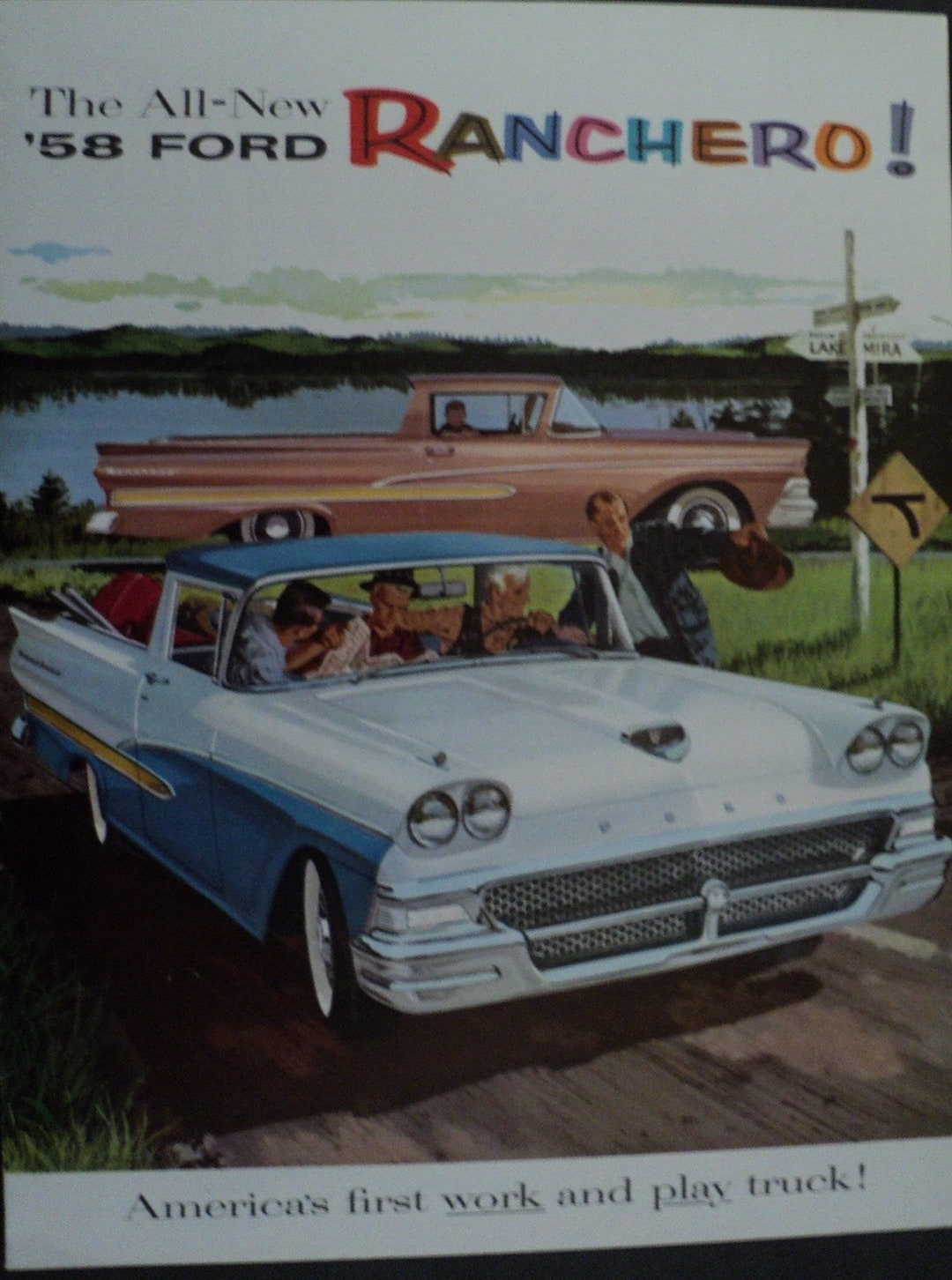 1958 Ford Ranchero & Custom Ranchero Truck Dealer Color Sales Brochure ...