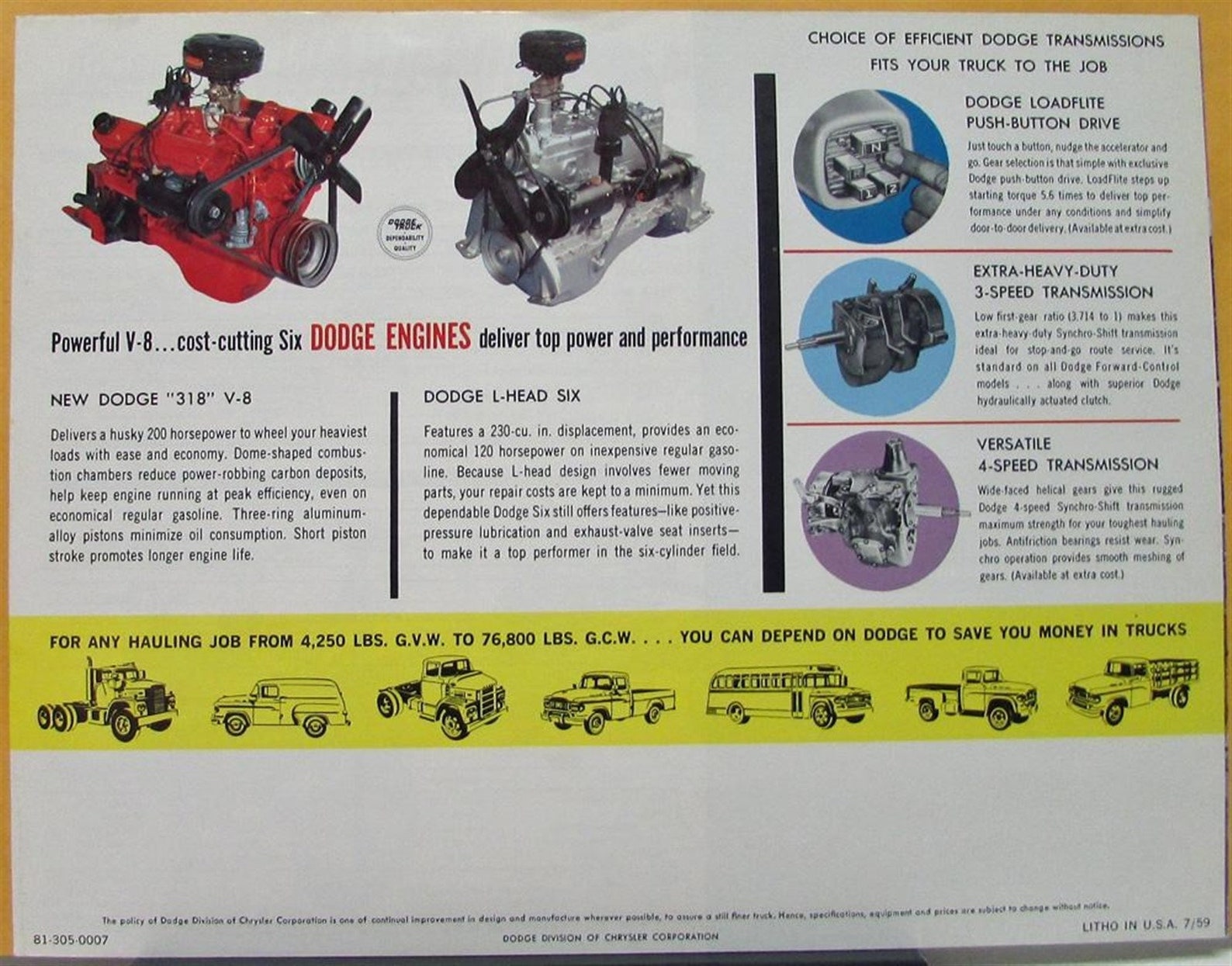 1960 Dodge Fwd Control Delivery Truck Model P300 & P400 Color Sales ...