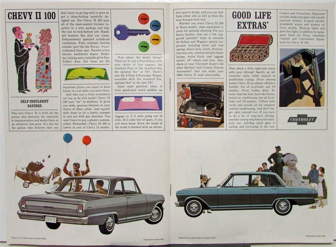 1964 Chevrolet Chevy II Nova Sales Brochure Turquoise Wording Cover ...