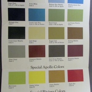 1974 Buick Exterior Color Paint Chips Brochure Special Apollo & Riviera ...