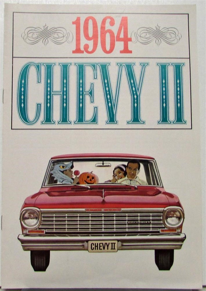 1964 Chevrolet Chevy II Nova Sales Brochure Turquoise Wording Cover ...
