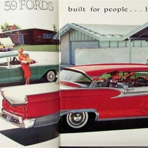 1959 Ford Custom 300 & Fairlane 500 Series Car Sales Brochure XL Orig ...